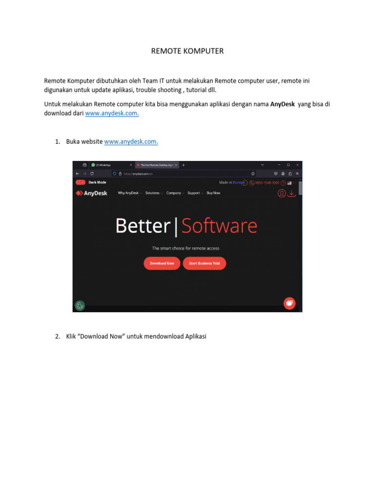 Remote Komputer - Anydesk - 1 | PDF
