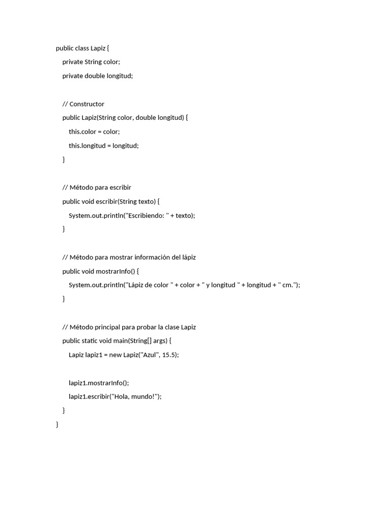 Clase Lapiz Java | PDF