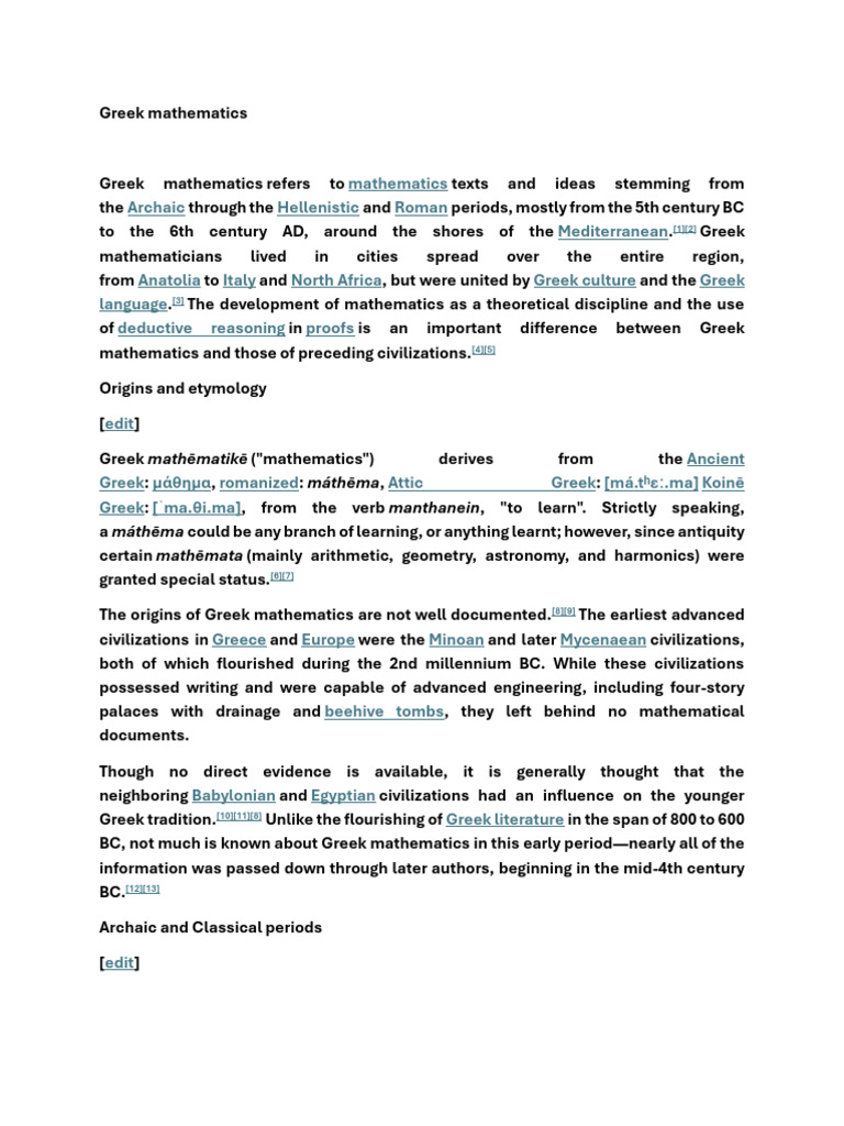 Greek Mathematics | PDF