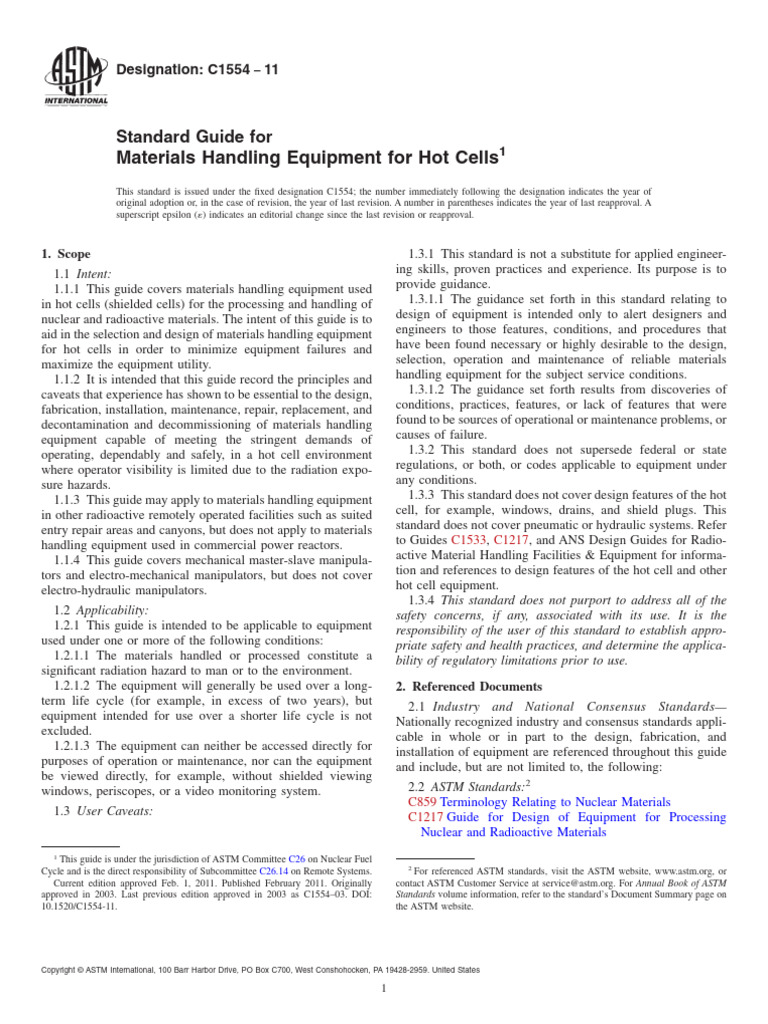 Materials Handling Equipment For Hot Cells | PDF