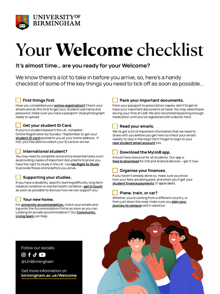 2024 Uob Welcome Checklist Amended | PDF