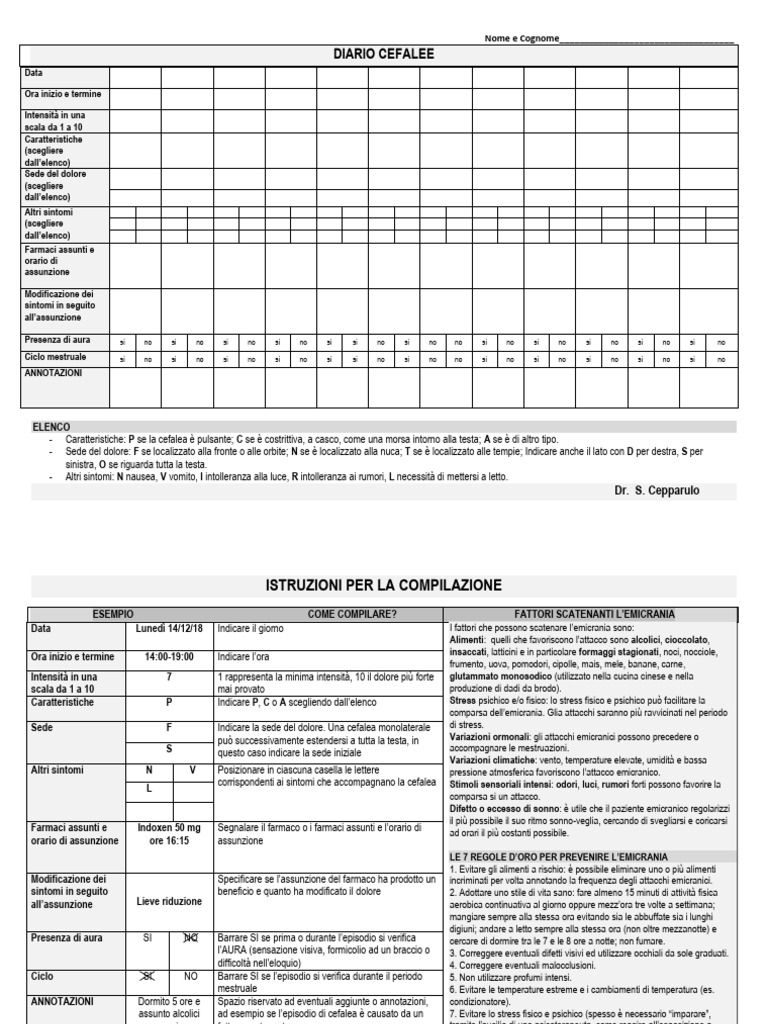 Diario Cefalea | PDF