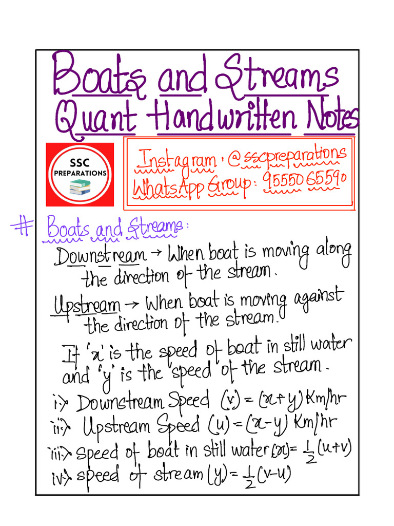 Sample Notes - Boats and Streams - Quant Handwritten Notes | PDF