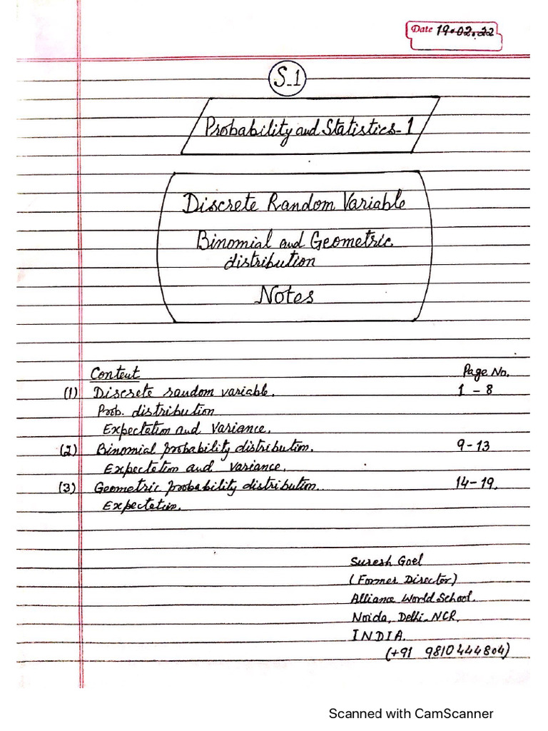 s1-discrete-random-variable-revised-notes (1) | PDF s1-discrete-random-variable-revised-notes (1) | PDF