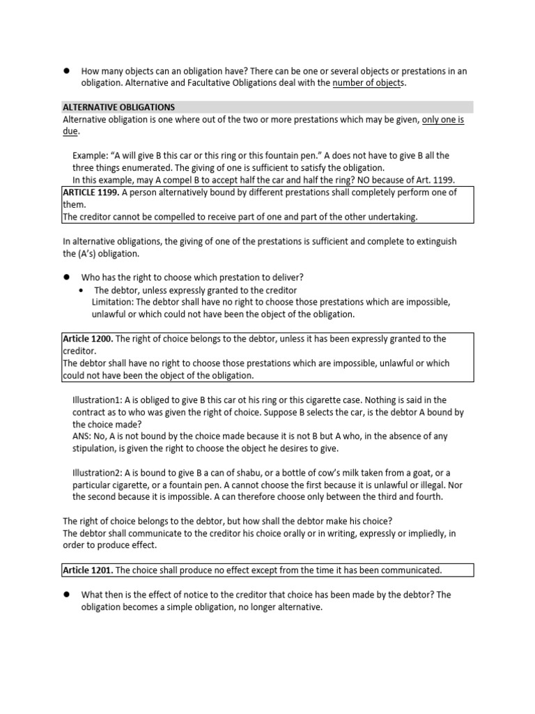 HO4-Alternative Obligations To Penal Clause | PDF | Debtor | Solidarity