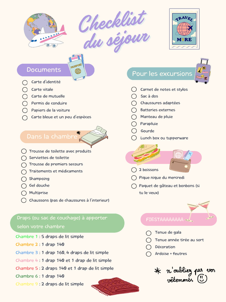 Checklist Voyage Illustratif Coloré PDF | PDF