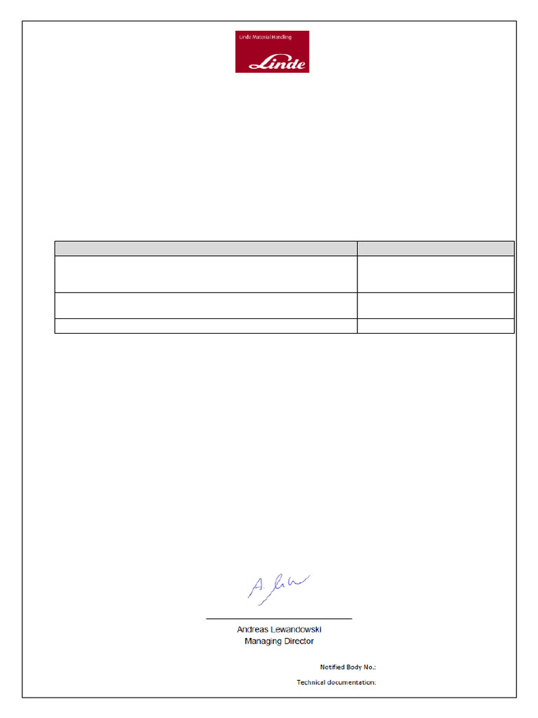 Declaration of Conformity Truck-Unit 0009460934 Linde | PDF