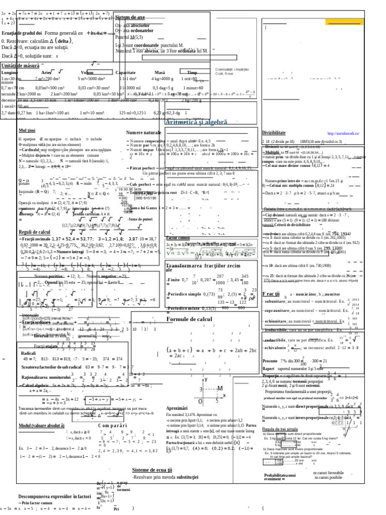 Formule Matematica Gimnaziu M | PDF