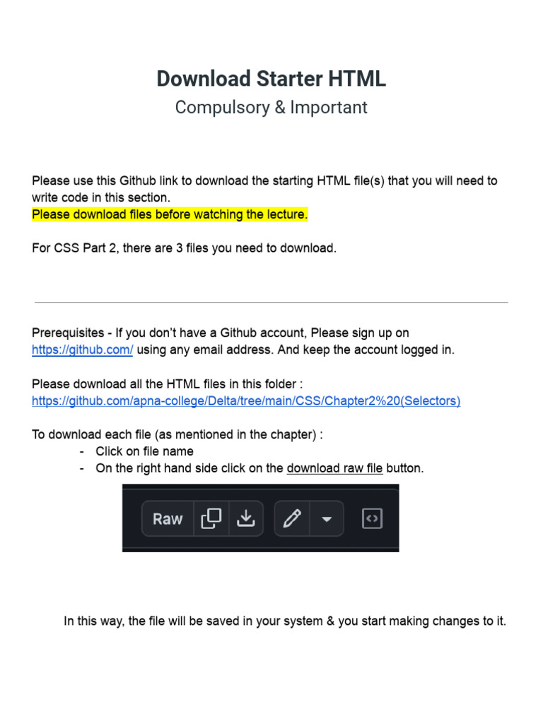 Download HTML Starter Files | PDF