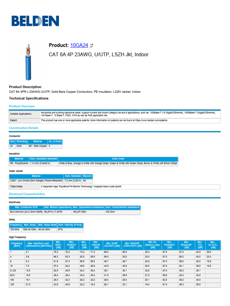 10GA24 Techdata | PDF | Information | Technology & Engineering
