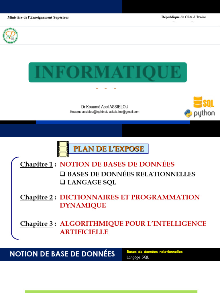 Cours D'informatique - DR Assielou - MP - PC - 2023-2024 | PDF