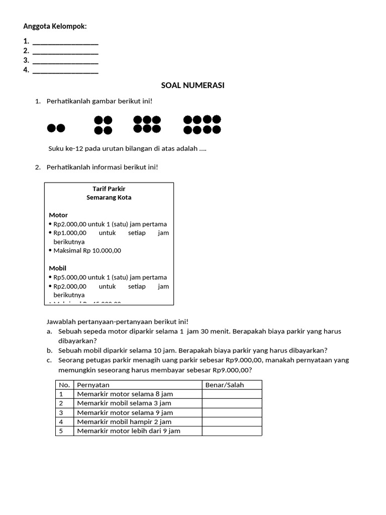 SOAL LATIHAN NUMERASI | PDF