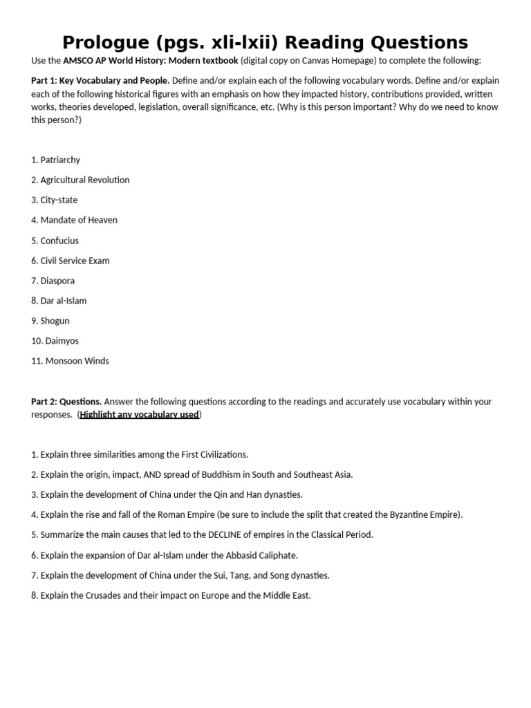 Prologue Reading Qs | PDF