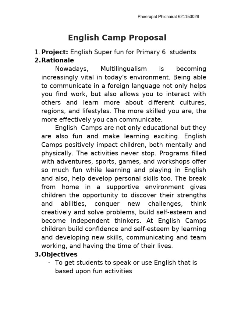 English Camp Proposal | PDF