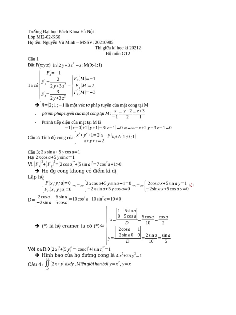 đề thi gk gt2 | PDF