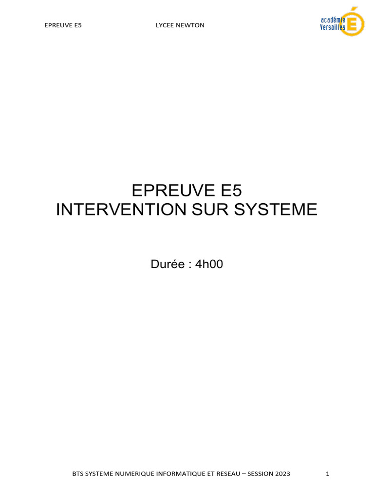 Epreuve E5. 2023 | PDF
