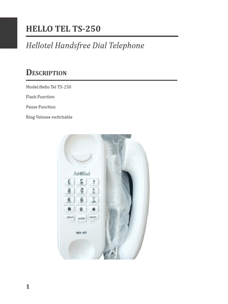 Hello Tel TS-250 | PDF