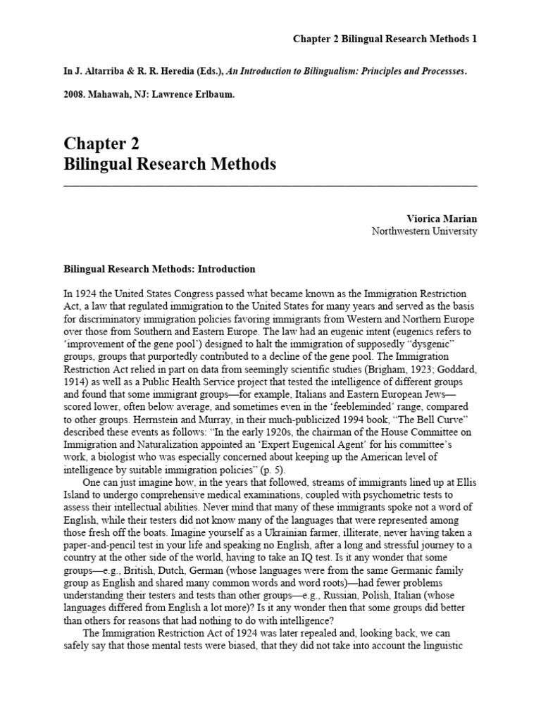Bilingual Research Methods | PDF