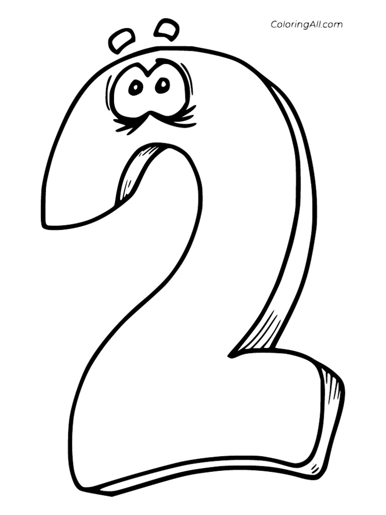 Number 2 With Eyes Coloring Page - ColoringAll | PDF