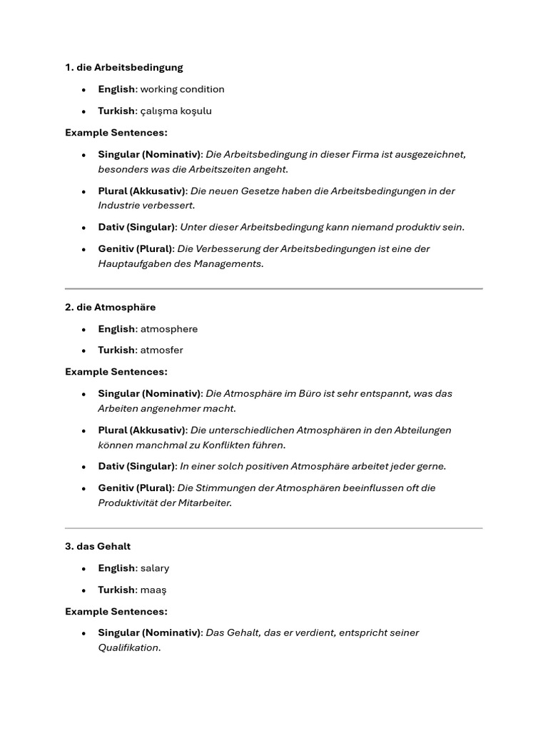 2 Working Life German Sentences b1 Enhanced | PDF
