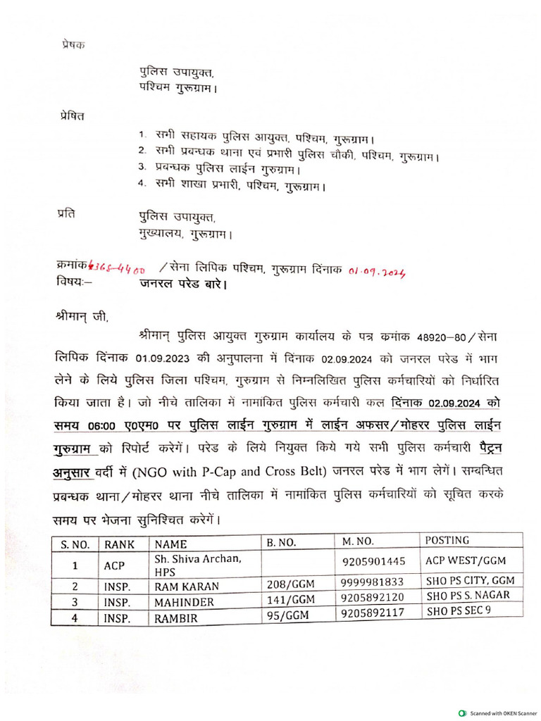 General Parade On 02.09.2024 | PDF