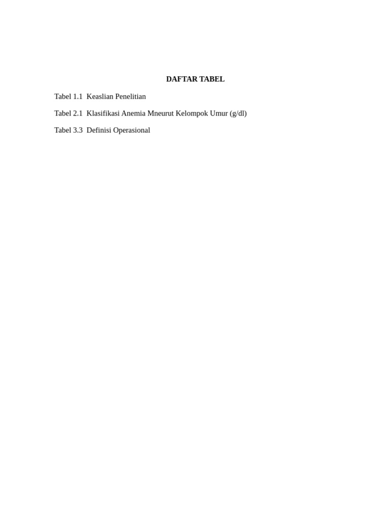 Daftar Tabel Dan Bagan Skripsi | PDF