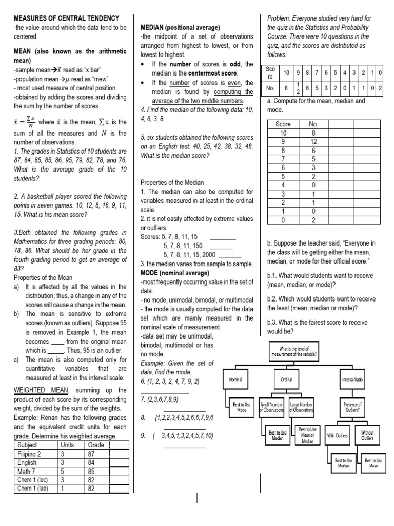 Measures of Central Tendency - 012153 | PDF