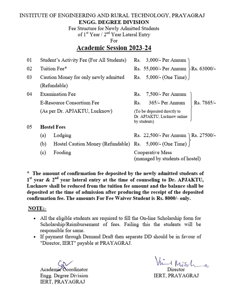 Fee Structure 2023-24 | PDF