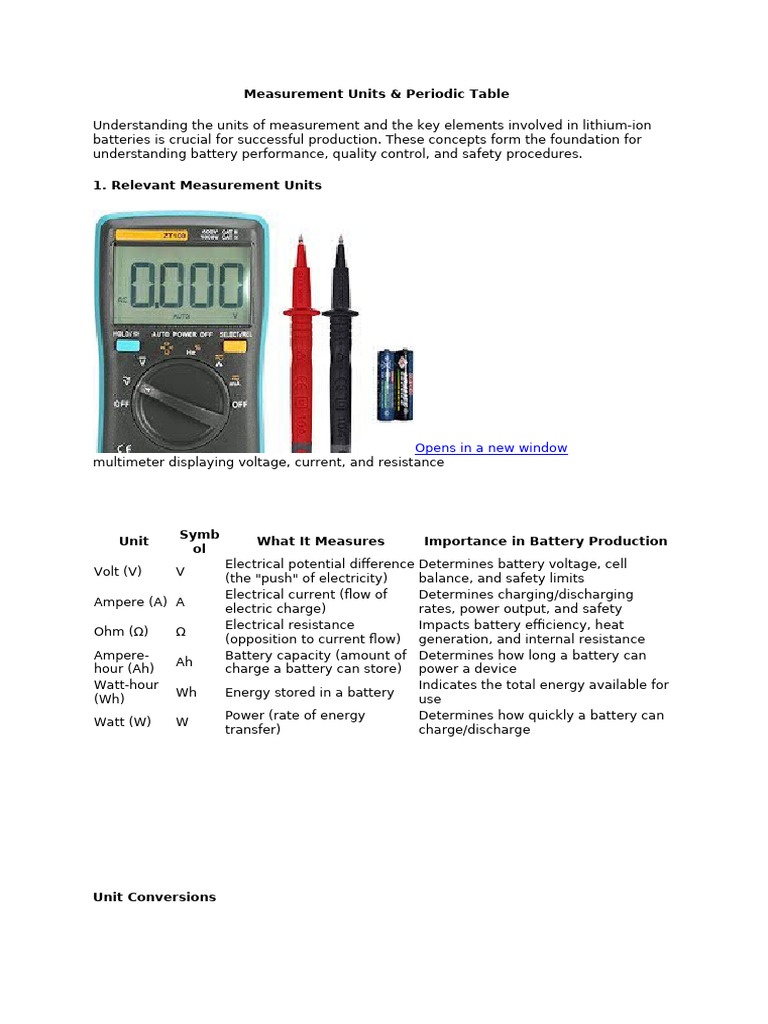 Battery Measurement Units | PDF