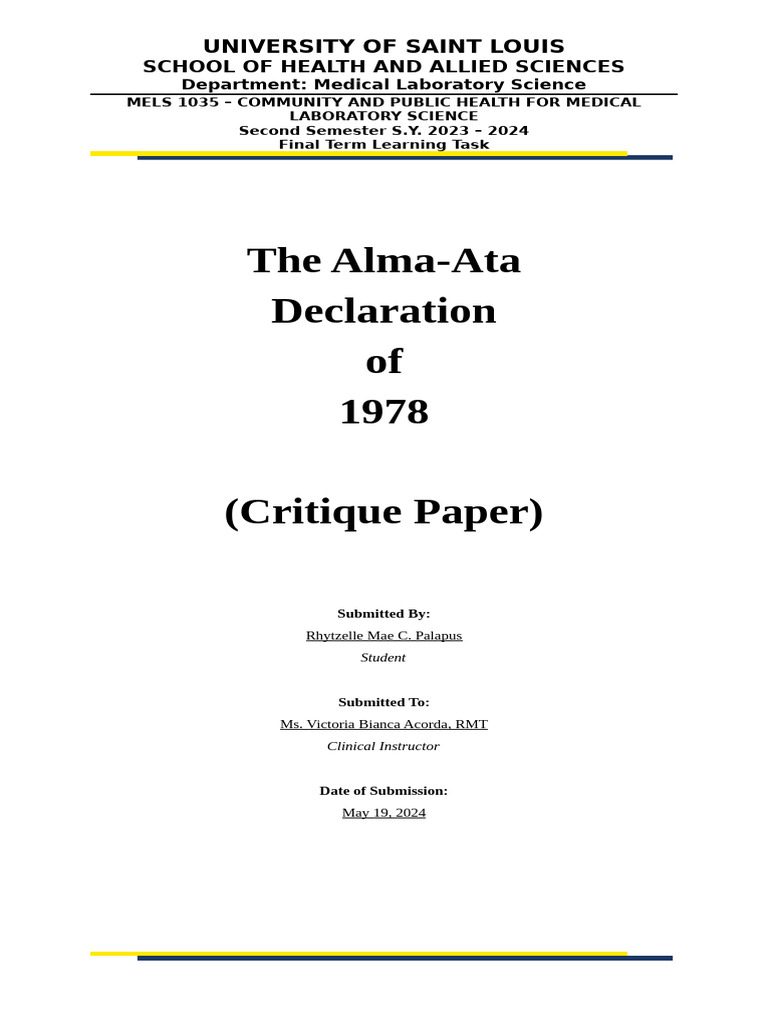 Alma-Ata Declaration_cover Page | PDF