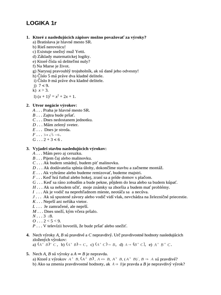 Logika Príklady | PDF