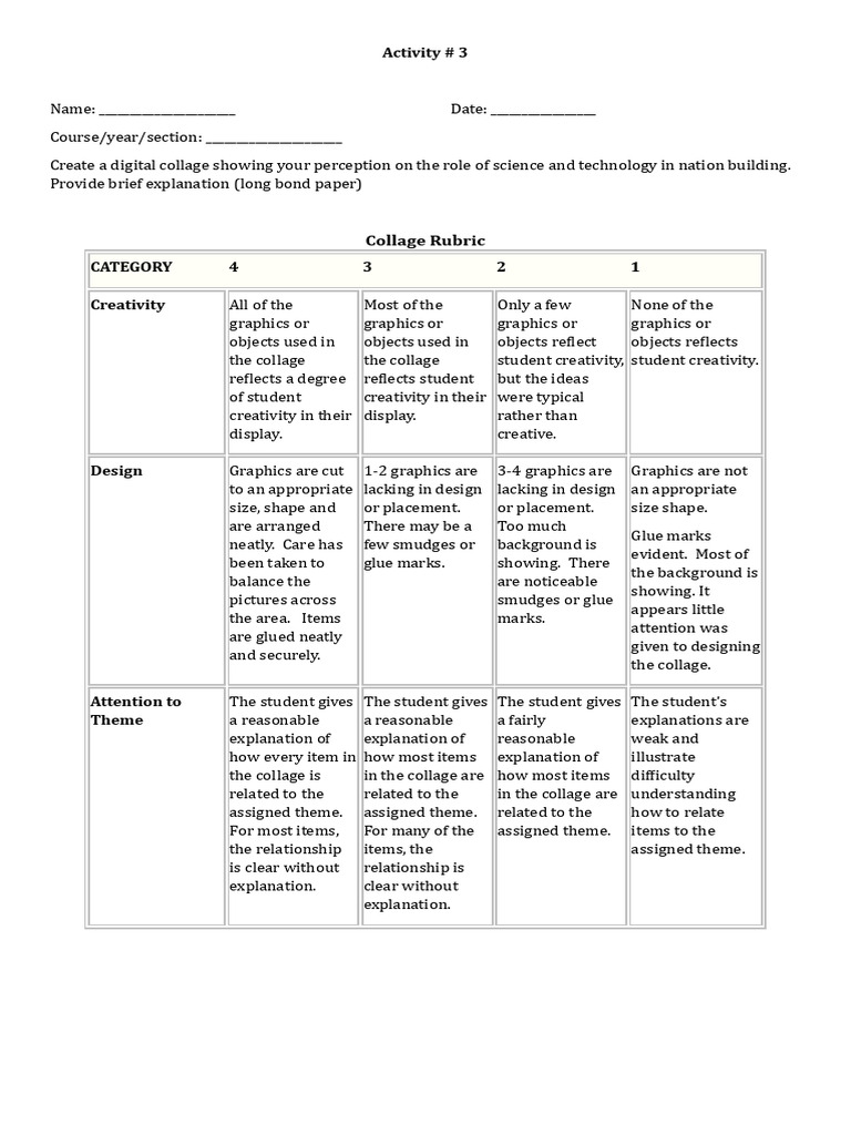 Collage Rubric | PDF
