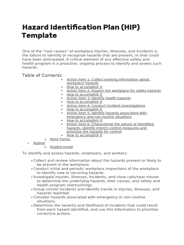 Hazard Identification Plan | PDF