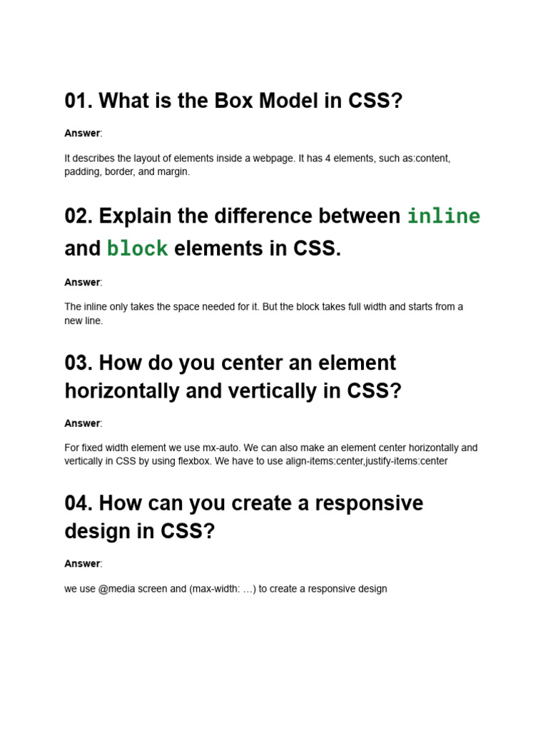 Css Answers | PDF