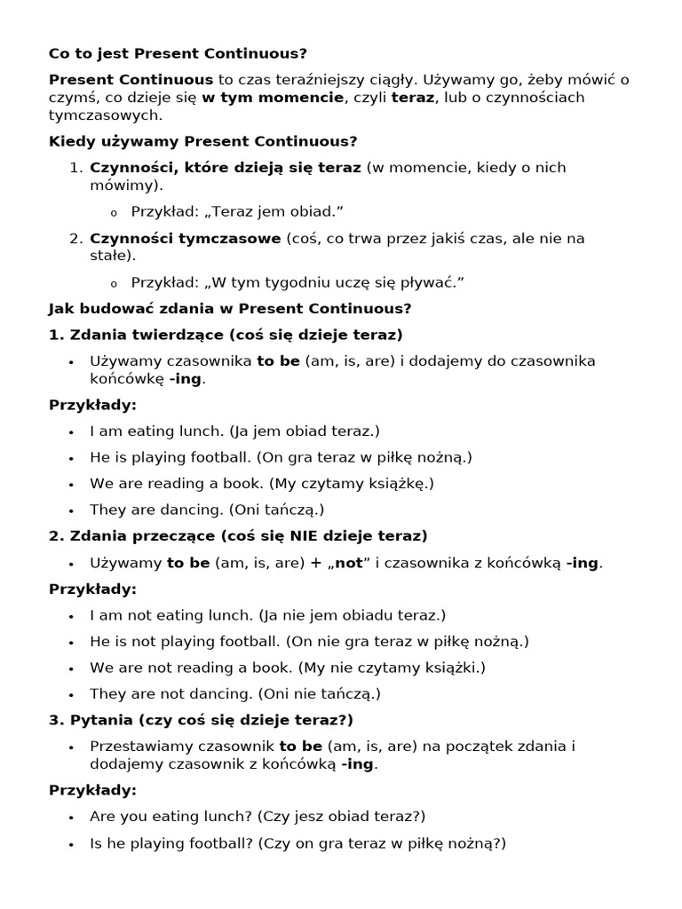 present continuous basic level | PDF