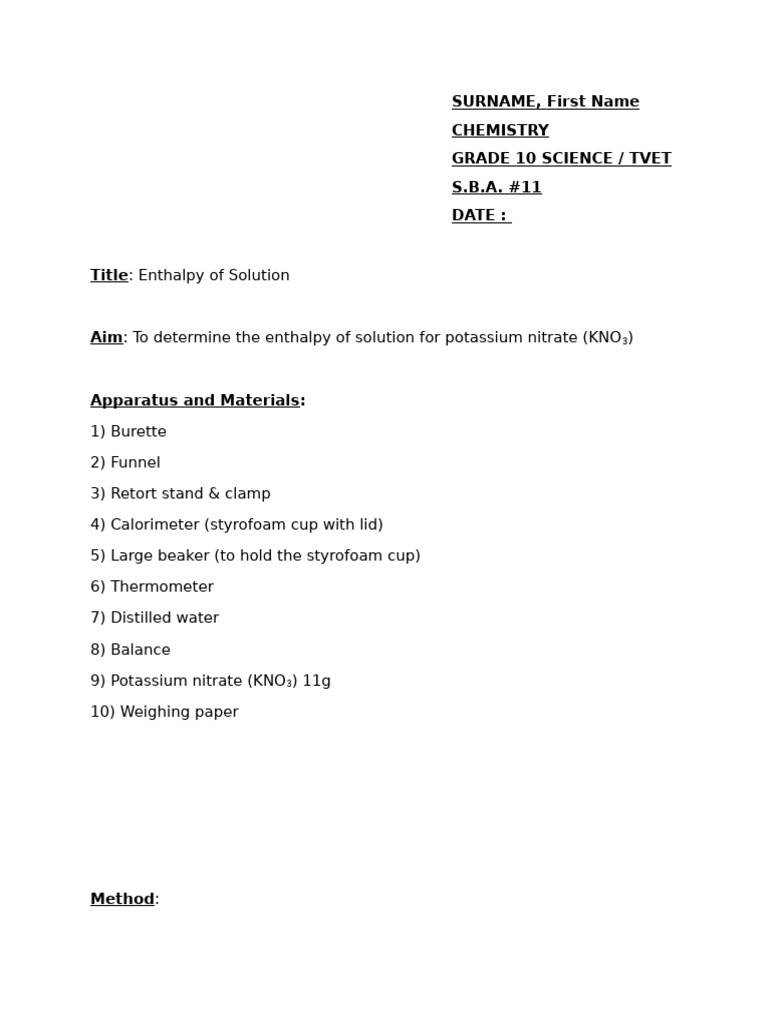 SBA 11 - Enthalpy of Solution | PDF