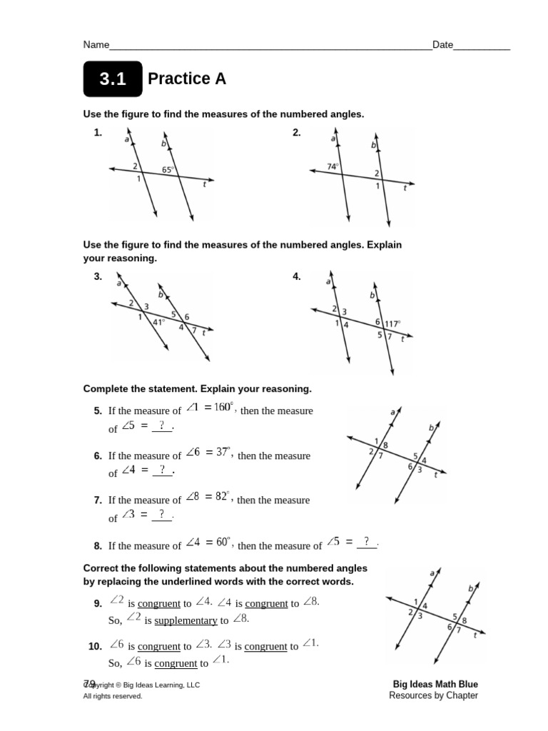 Practice A and B worksheet 3.1 | PDF