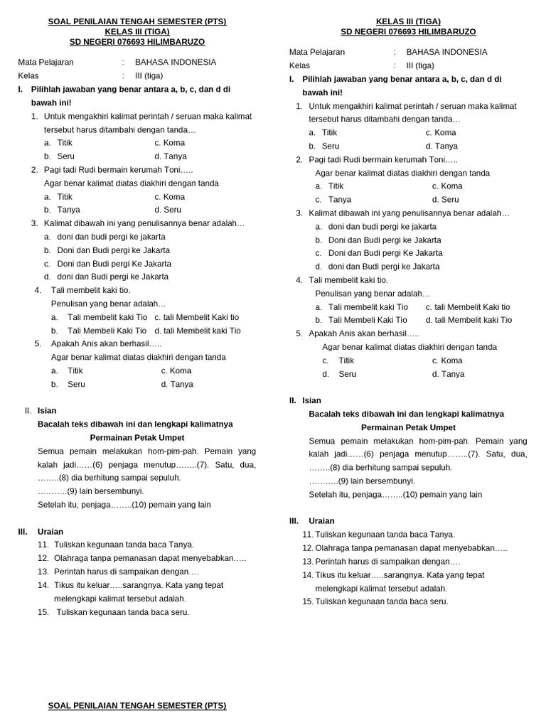 Soal Pts B.indo | PDF
