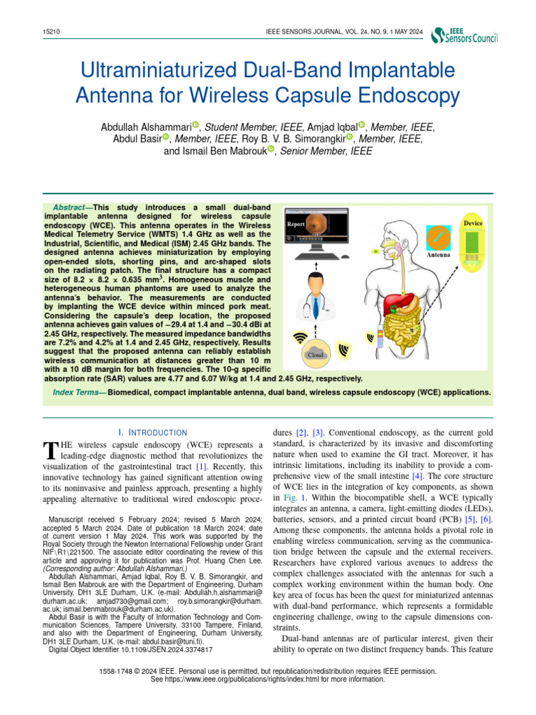 Ultraminiaturized Dual-Band Implantable Antenna For Wireless Capsule Endos | PDF
