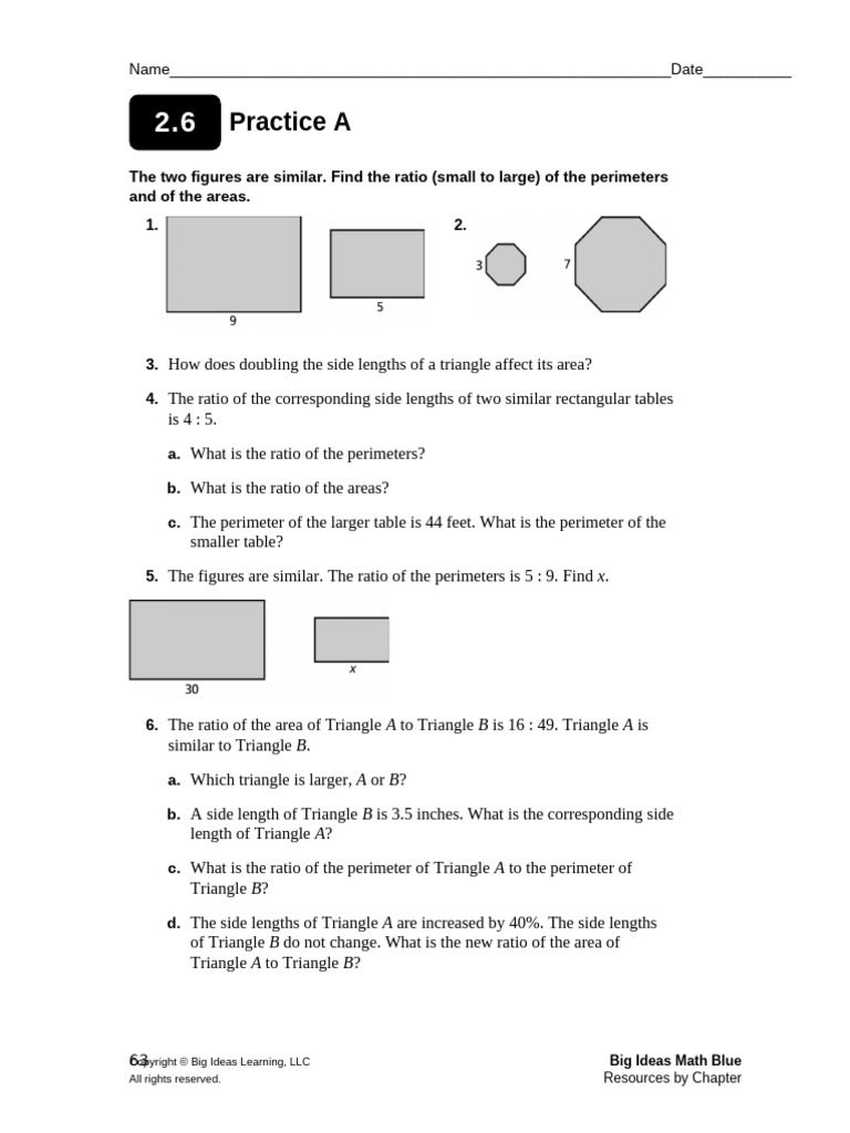 Practice A and B Worksheets For 2.6 | PDF