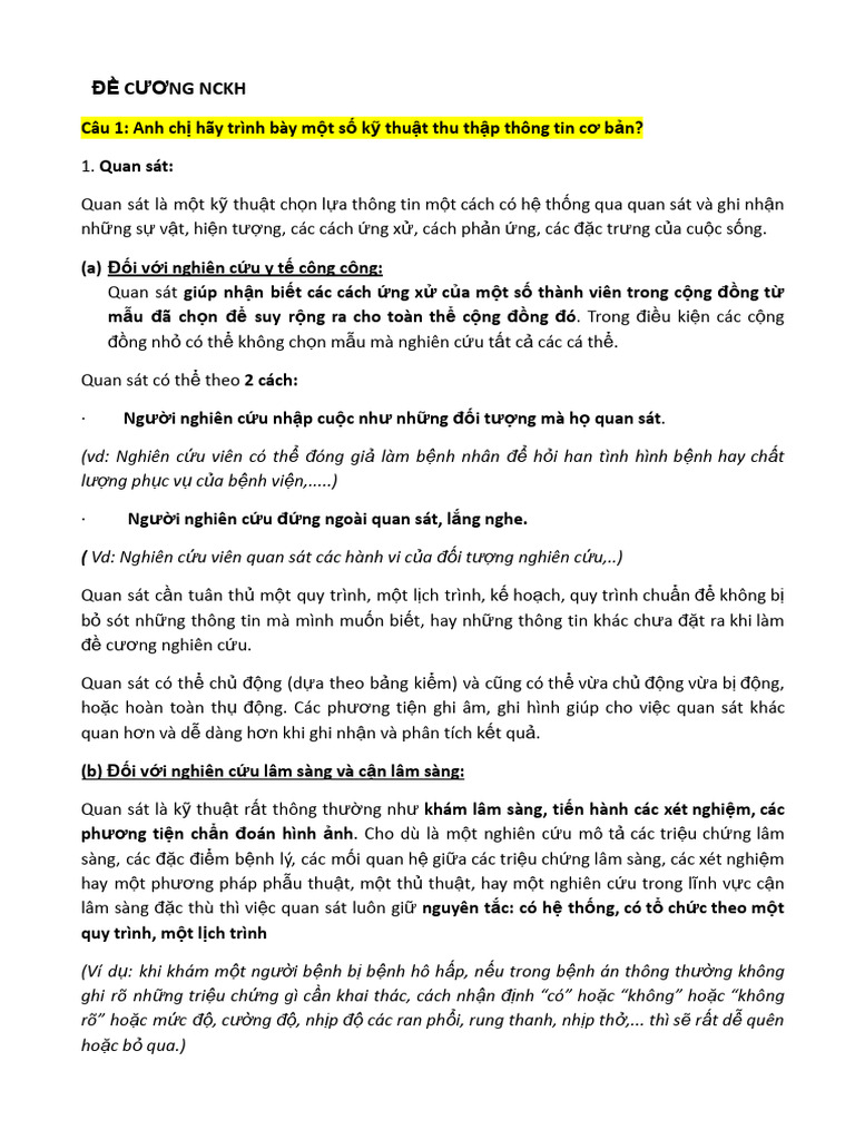 ĐỀ CƯƠNG NCKH | PDF