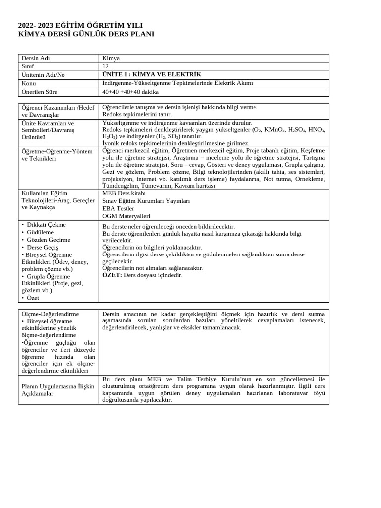 12 Sinif Gunluk DRS Programi | PDF