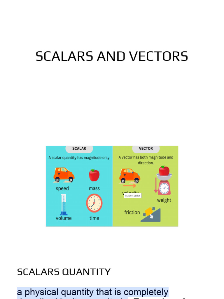 Scalars and Vectors | PDF | Teaching Methods & Materials