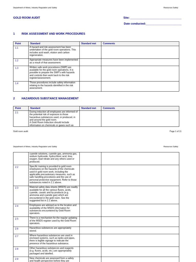 MSH AuditTemplate GoldRoom | PDF