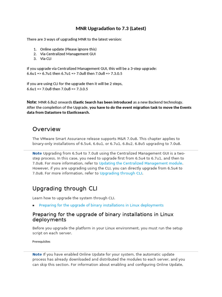 MNR Upgradation To 7.3 | PDF