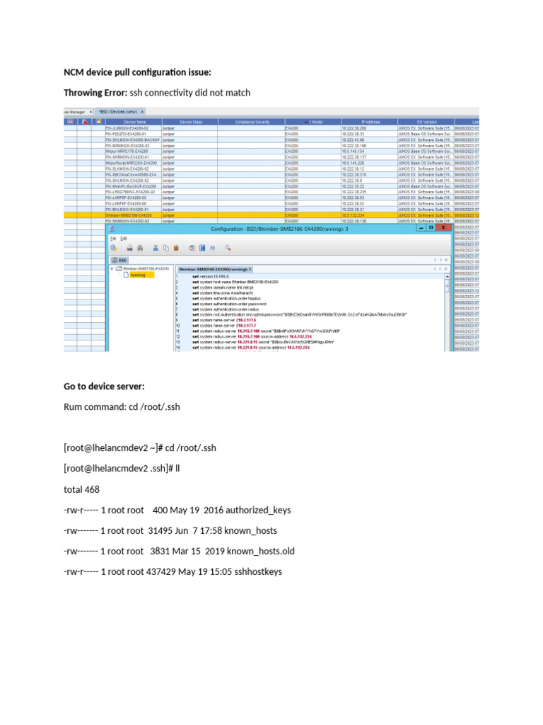 NCM Config Issue-Sshhostkeys | PDF
