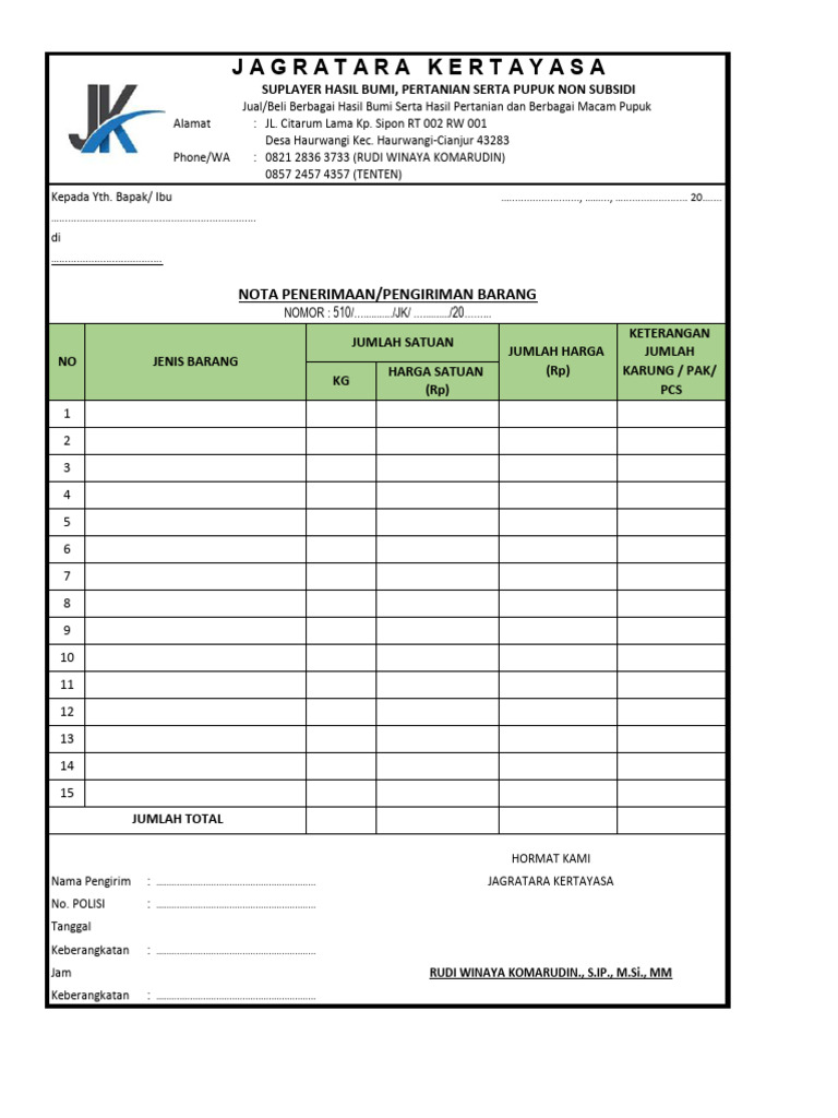 Nota Ekspedisi | PDF
