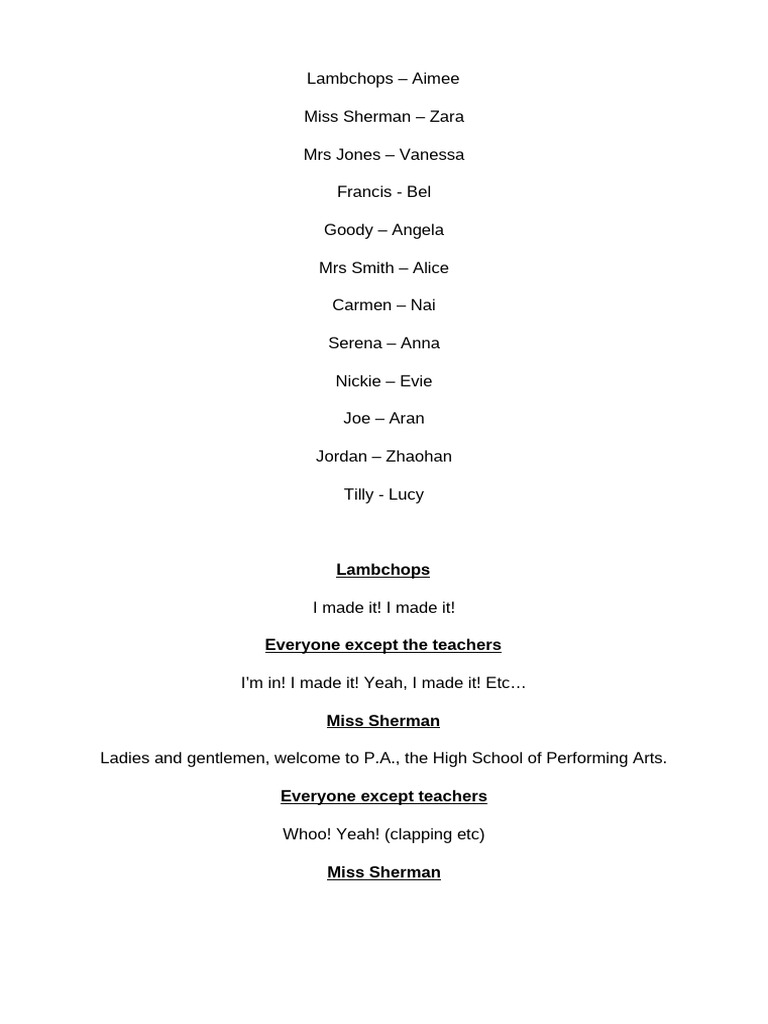 Fame Script For Perform Ireland | PDF