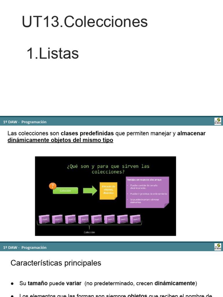 UT13 - 1 Colecciones. Listas | PDF