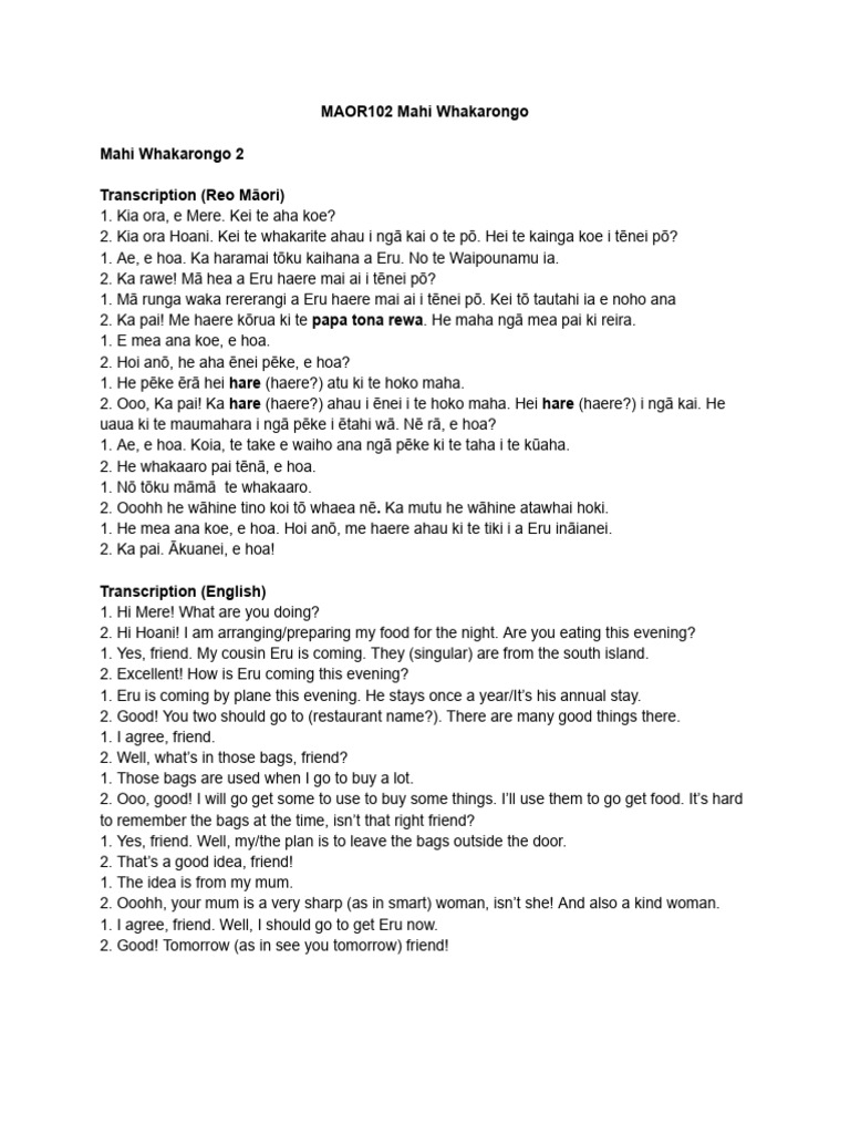 Mahi Whakarongo 2 - 300662450 | PDF